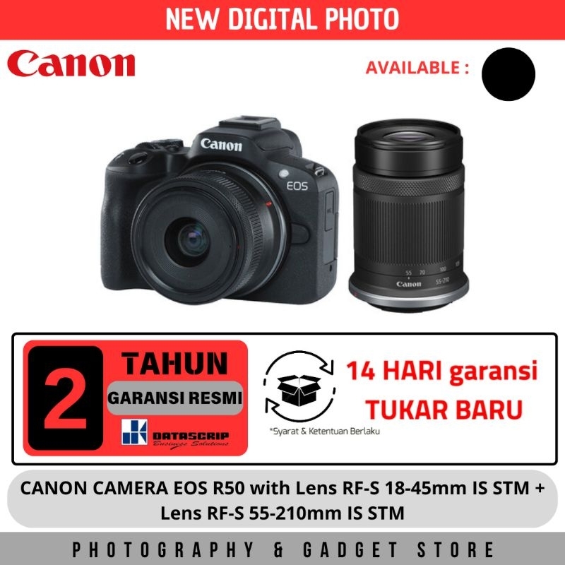 Jual Canon EOS R50 with Lens RF-S 18-45mm IS STM + Lens RF-S 55-210mm ...