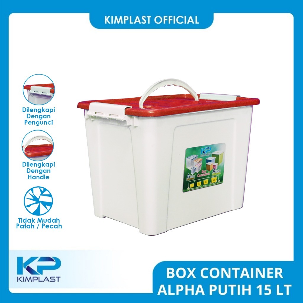 Jual KIMPLAST Box Container 15 Liter Alpha Putih/ Dengan Pegangan ...