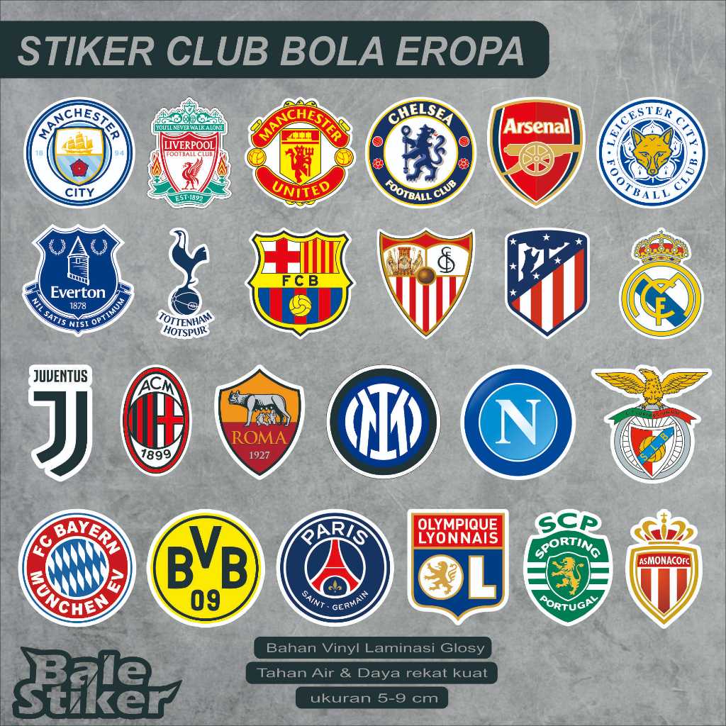 Jual stiker logo CLUB BOLA EROPA sticker | Shopee Indonesia