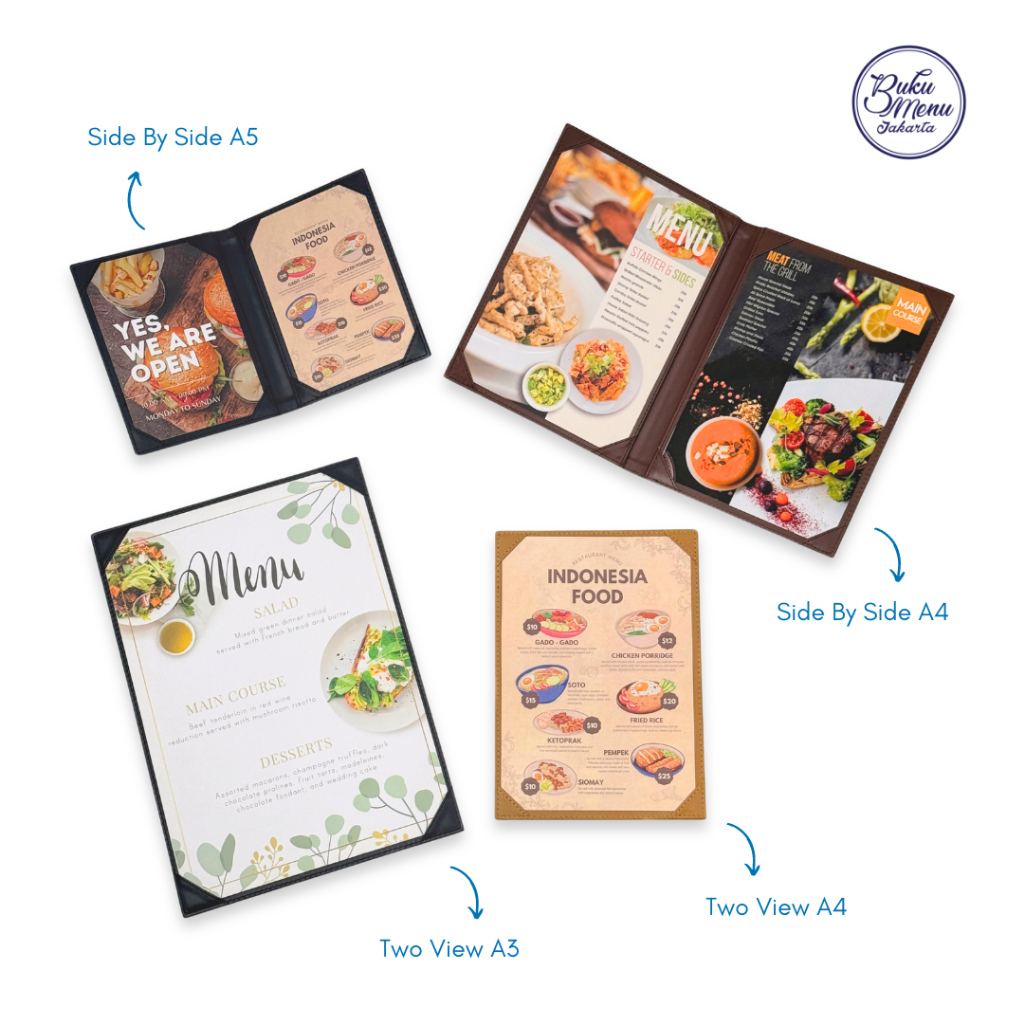 Jual Buku Menu cover kulit cafe series model side by side dan two view ...