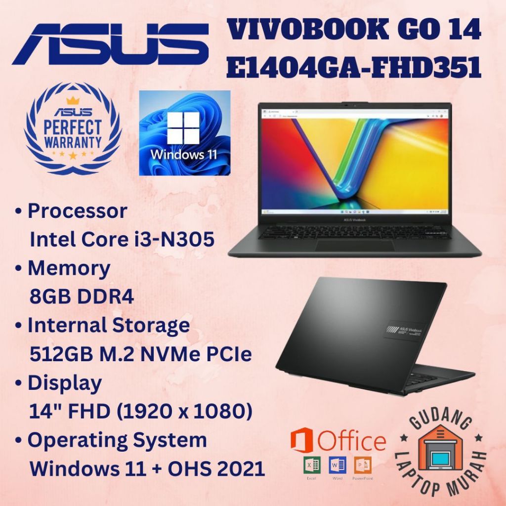 Jual ASUS VIVOBOOK Go 14 E1404GA FHD351|Core i3 N305/8GB/512GB SSD/14 ...