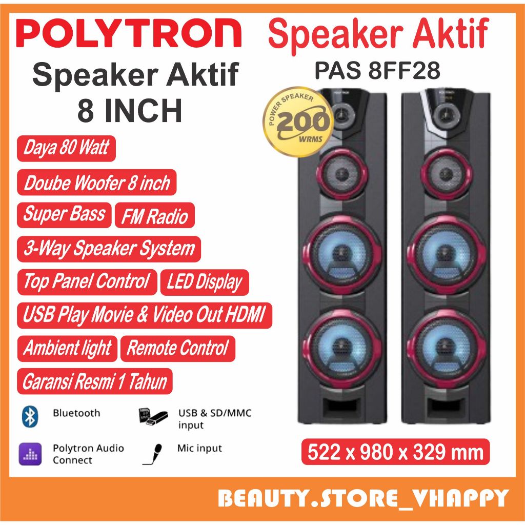 Jual Speaker Aktif Polytron Bluetooth PAS 8FF28 Karaoke - Radio FM ...