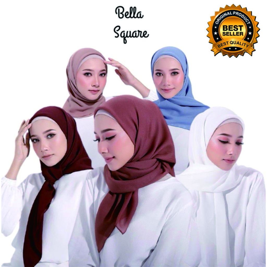 Jual Hijab Bella Square 110x110 / Bella Square 50 Warna Hijab Segiempat / Hijab Segi Empat Bella ...