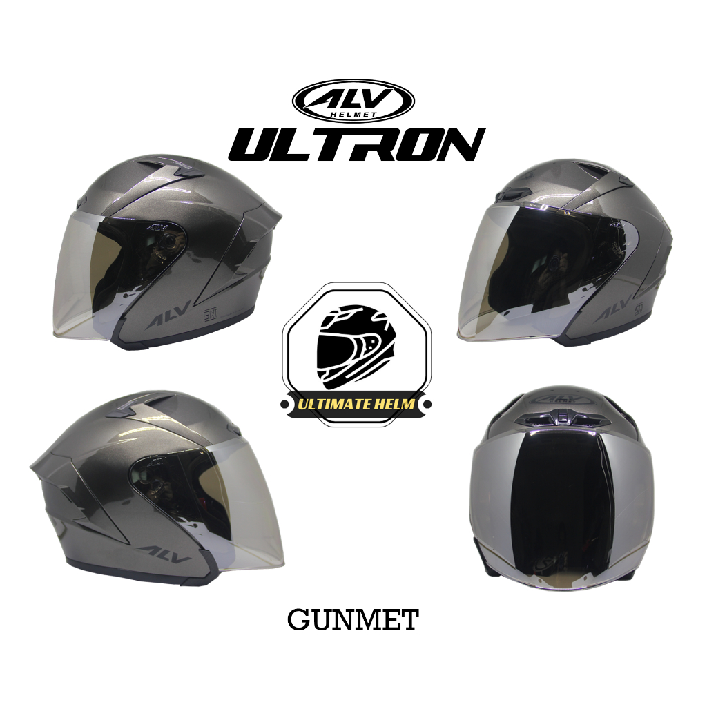 Jual HELM ALV ULTRON SOLID HALF FACE WARNA GUNMET GLOWSY SNI ORIGINAL ...