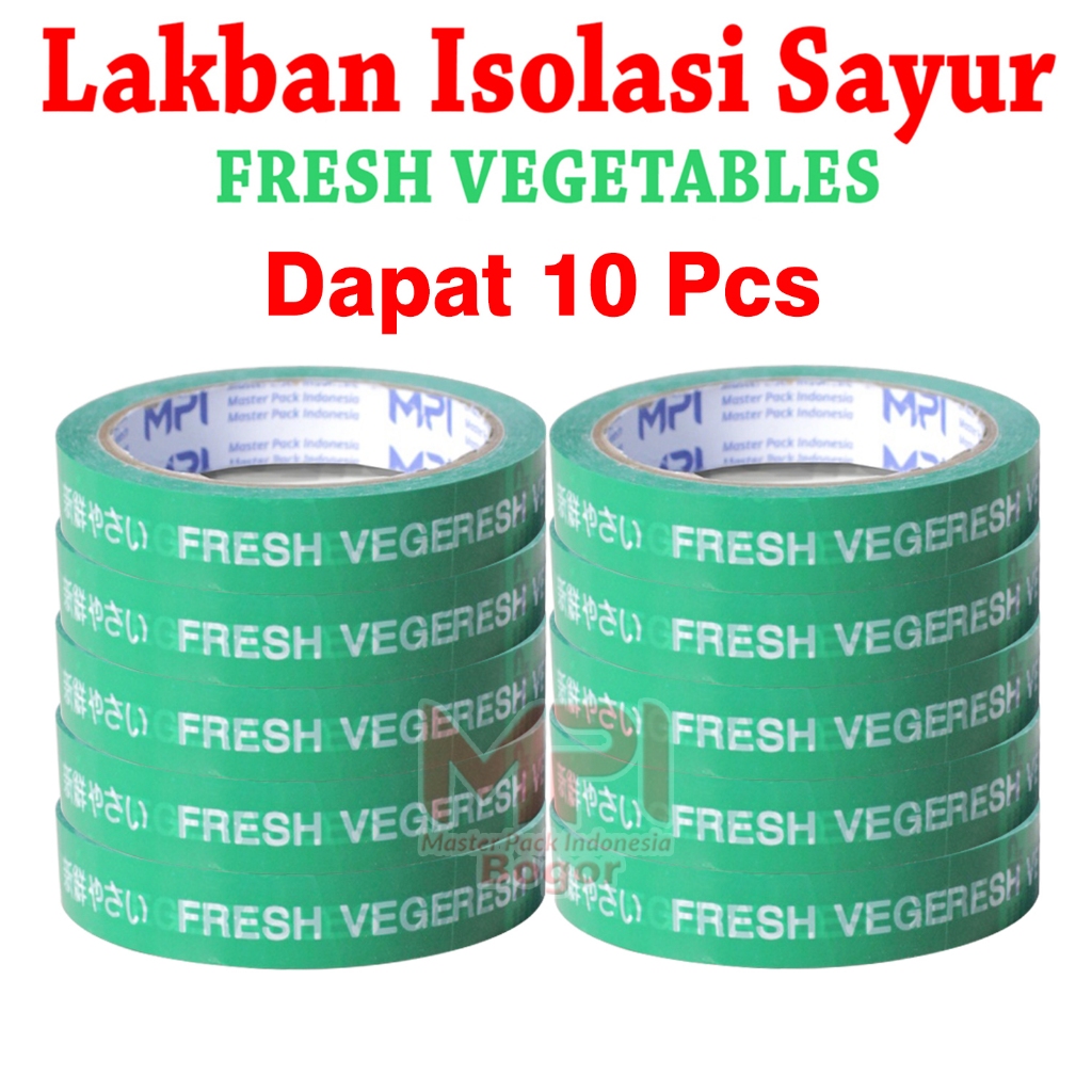 Jual 10 Pcs - Isolasi Sayur Fresh Vegetables 18 mm x 50 Meter - Lakban ...