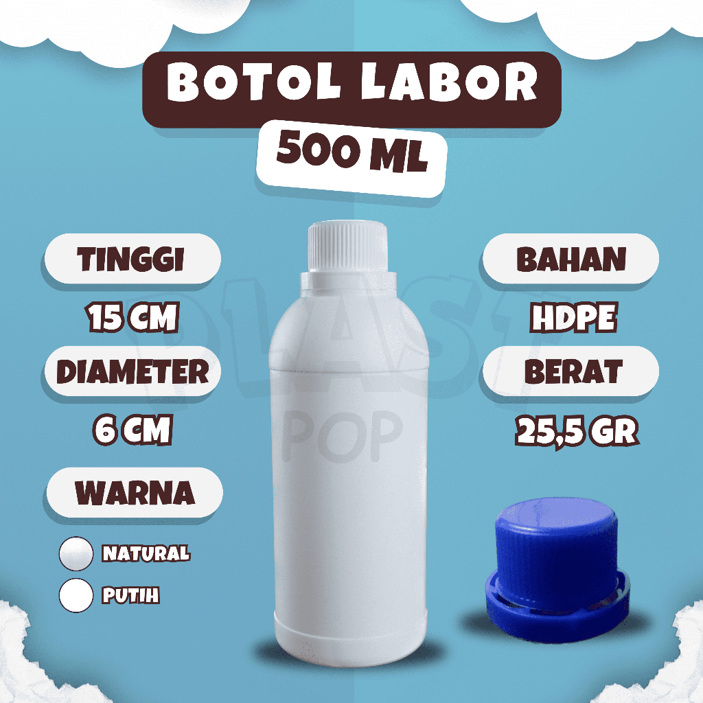 Jual Botol Labor Agro 500 ml 1/2 Liter / Botol Pupuk 1/2 kg 500 ml / HDPE | Shopee Indonesia