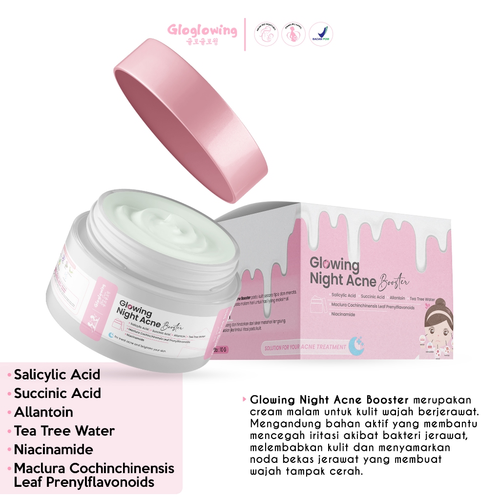 Jual GLOGLOWING Glowing Night Acne Booster 10g | Shopee Indonesia