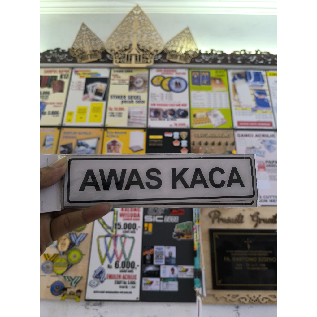 Jual RAMBU RAMBU / SIGN AWAS KACA 20 X 5 CM | Shopee Indonesia
