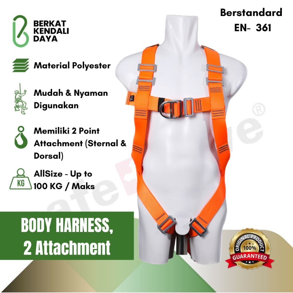 Jual Full Body Harness 2 attachment point Harnes + Lanyard body Harness ...
