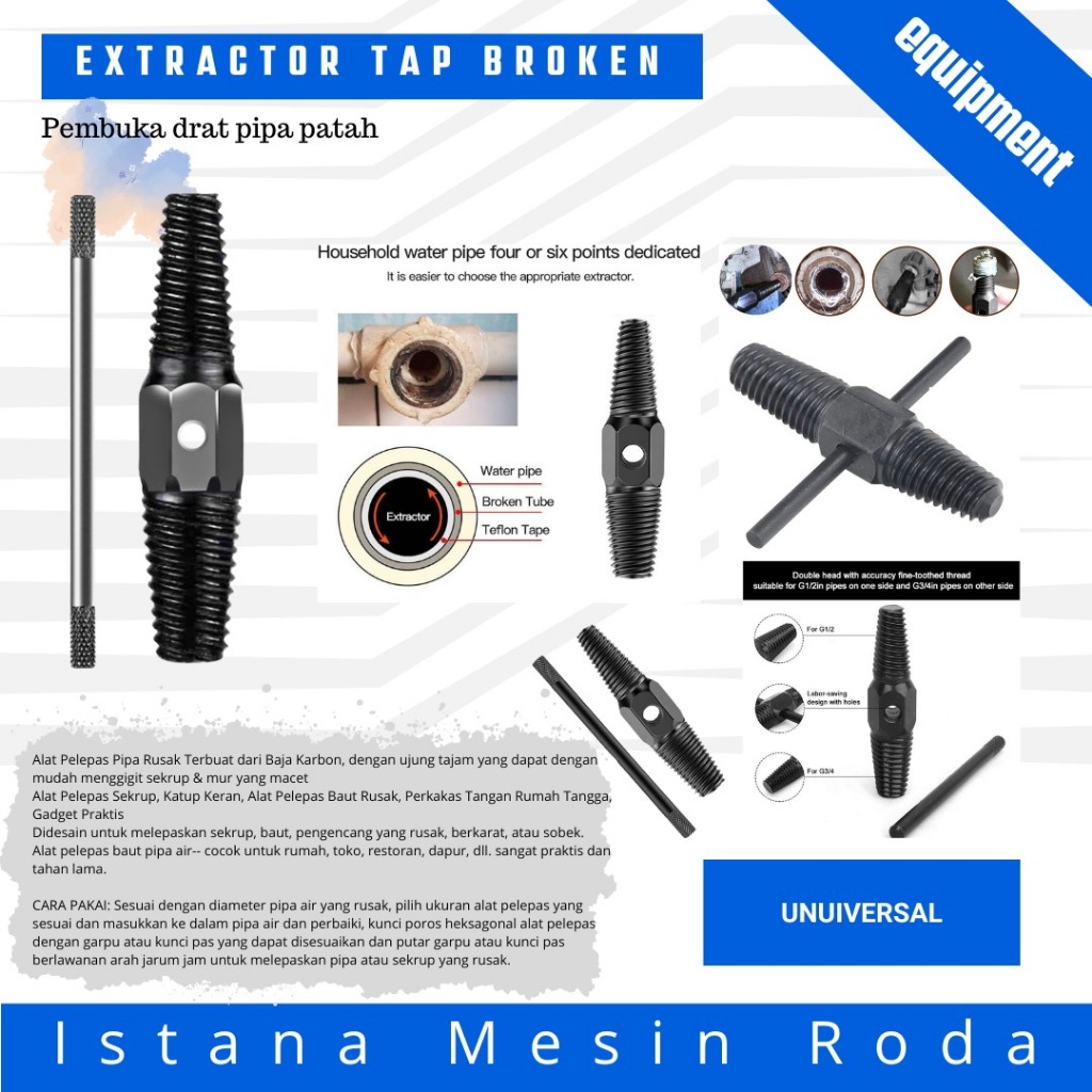 Jual Alat Pembuka Drat Kran PIpa Baut Rusak Patah Extractor Tap Broken ...