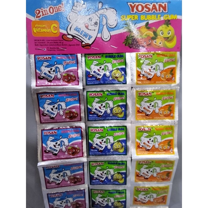 Jual PERMEN KARET YOSAN 2 in 1 ISI 24 PCS | Shopee Indonesia