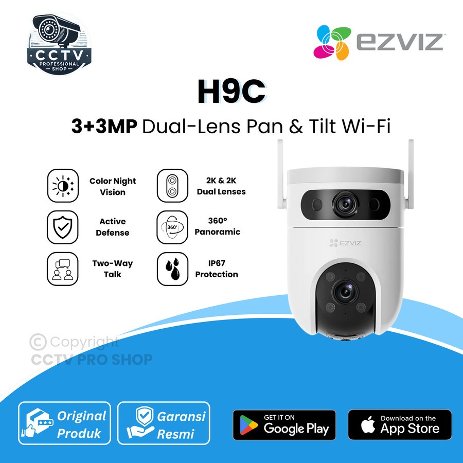 Jual IP Camera Ezviz Camera CCTV H9C 3+3MP 2K+2K Dual-Lens Pan & Tilt ...