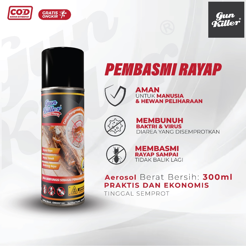 Jual Cairan Pengendali Rayap GUN Killer 300ml & Pengawet Kayu Efektif ...