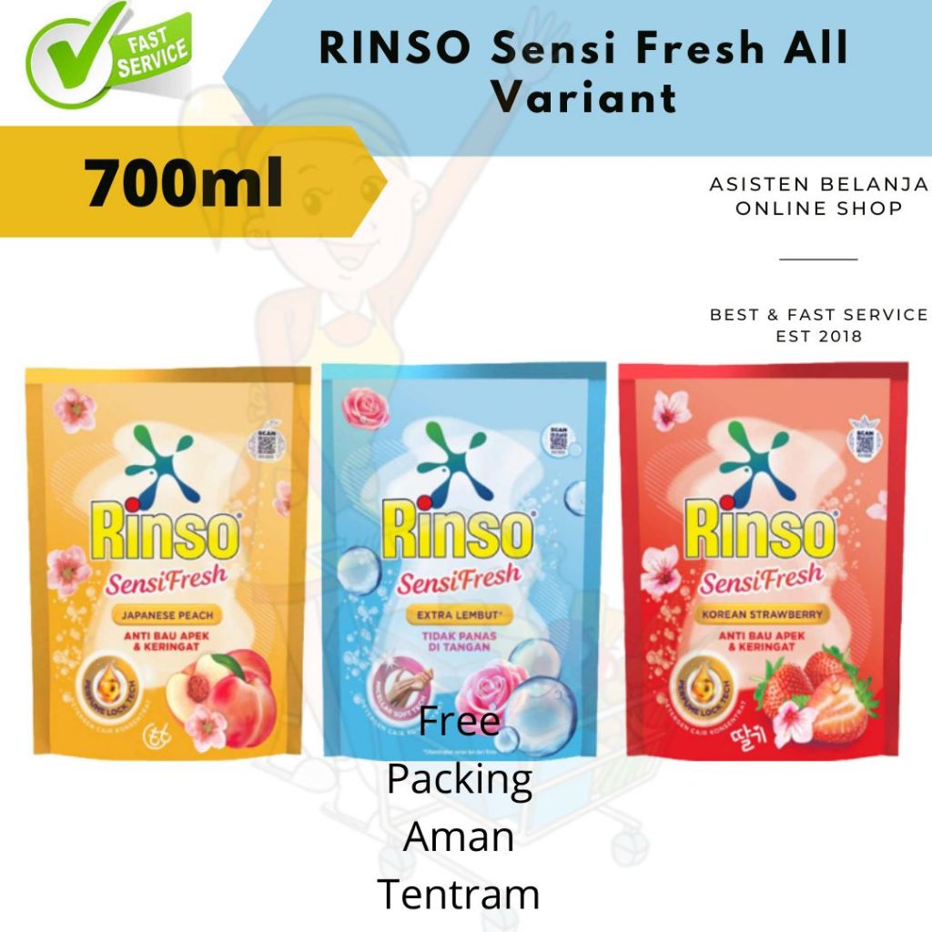 Jual RINSO Sensi Fresh Extra Lembut Korean Strawberry Japanese Peach ...