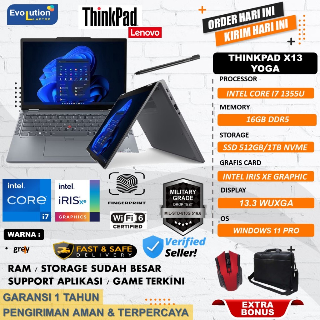 Jual Laptop Touch X360 Lenovo Thinkpad X13 Yoga Gen 4 Intel i7 1355U ...