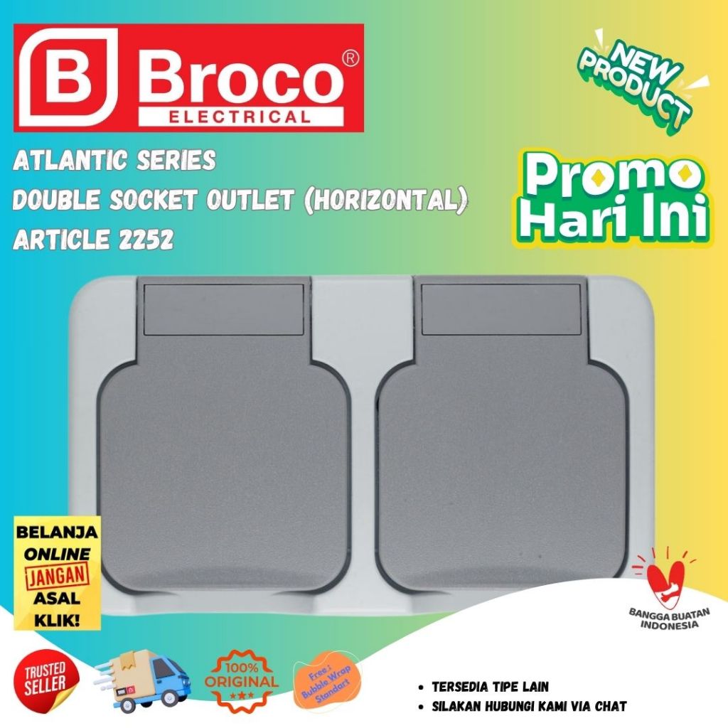 Jual BROCO Atlantic 2252 Stop Kontak Outdoor Waterproof Double Socket ...