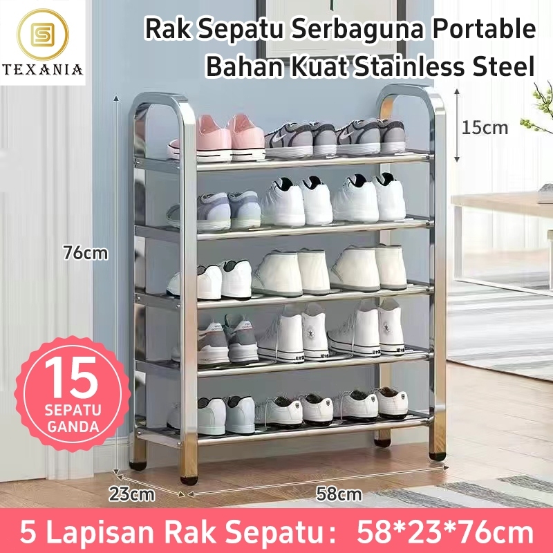 Jual TEXANIA Rak Sepatu Sanda Stainless Steel Portable Kuat Tempat ...