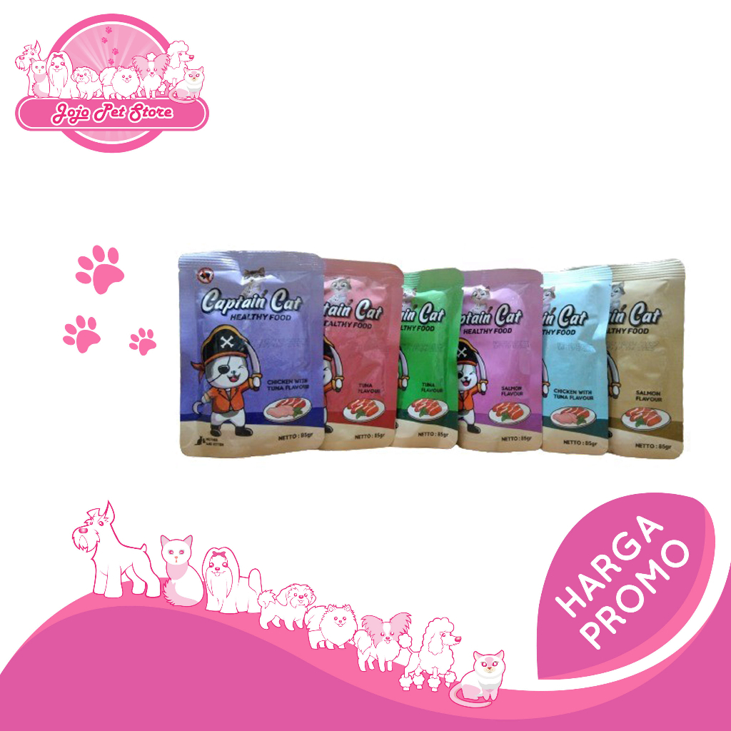 Jual Captain Cat Food 85gr Makanan Kucing Cat Wet Food Pouch Adult ...