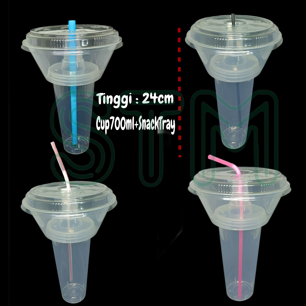 Jual Snack Tray+Cup Slim Tinggi PP Injection Thinwall Langsing Set 2in1 ...
