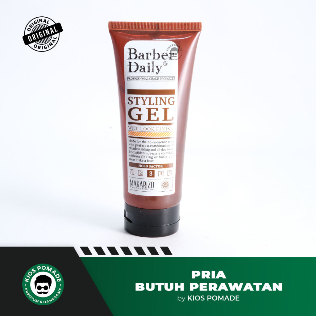 Jual MAKARIZO BARBER DAILY STYLING GEL MEDIUM GOLD WET LOOK TUBE ...