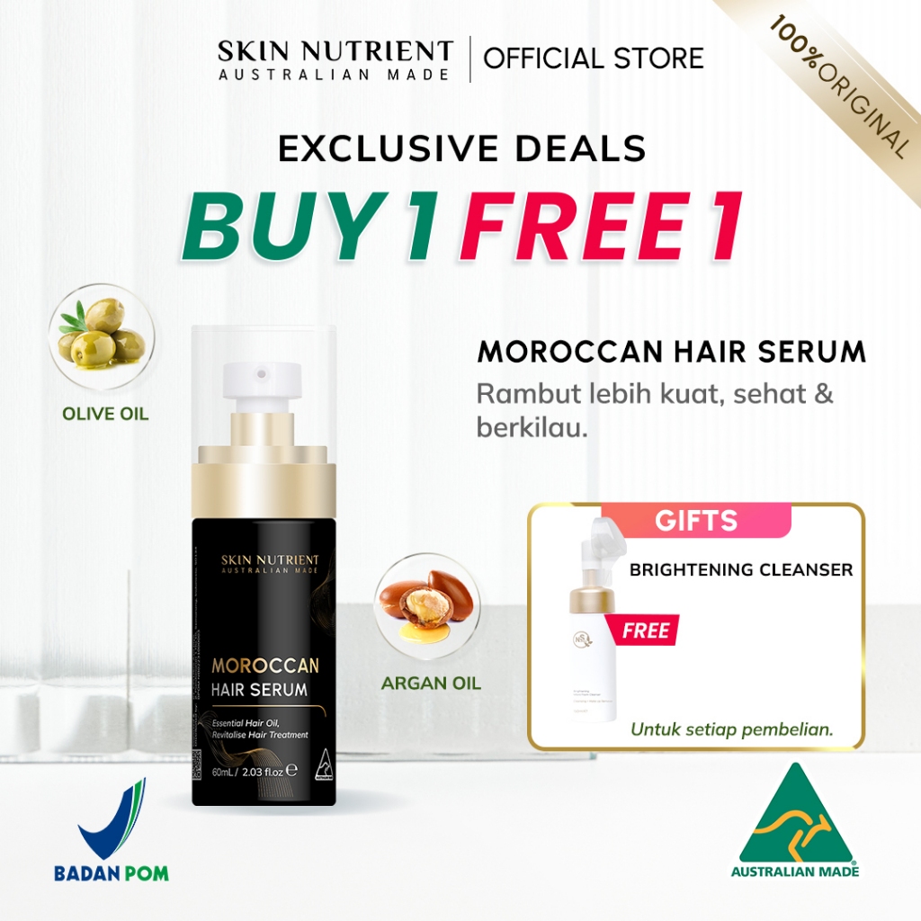 Jual SKIN NUTRIENT MOROCCAN HAIR SERUM 60ML - BUY 1 FREE 1 | Shopee Indonesia
