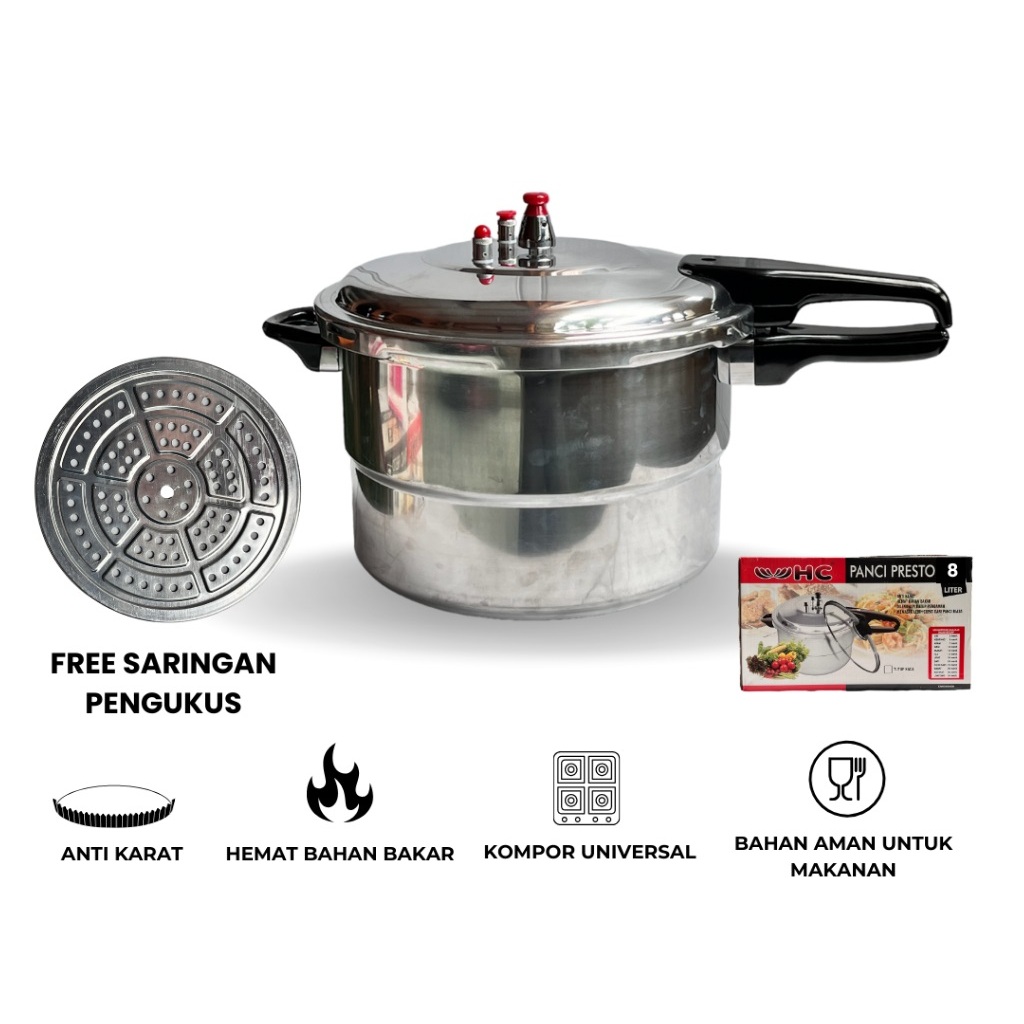 Jual HC PANCI PRESTO HC 8L + STEAMER TERMURAH BAHAN TEBAL STAINLES | Shopee Indonesia