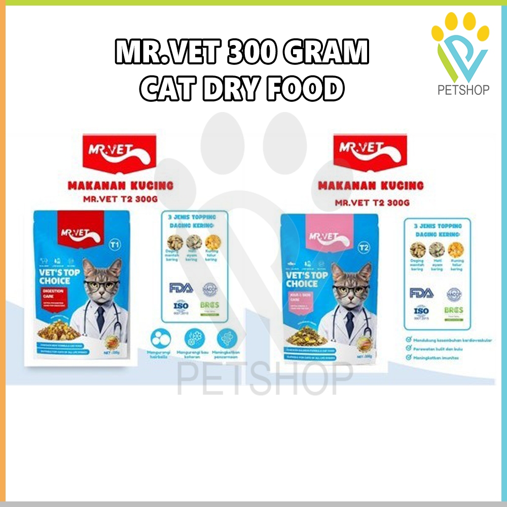 Jual Dry Cat Food Mr VET 300 gr - Makanan Kucing Kering Premium Mr.Vet ...