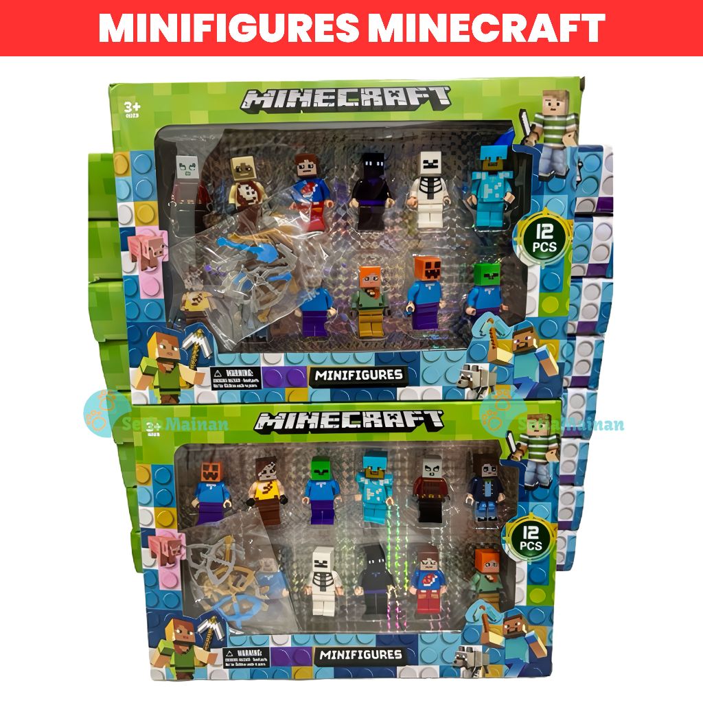 Jual Mainan Anak Action Figure Minecraft Minifigures Brick Isi 12 Pcs ...