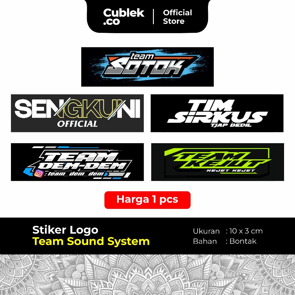 Jual Stiker Team Sotok, Team Sengkuni, Team Sirkus, Team Dem-dem, Team Kejut (Bahan Bontak ...