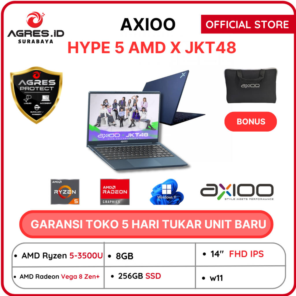 Jual AXIOO HYPE 5 AMD JKT48 X3 RYZEN 5 3500 8gb 256gb 14.0FHD IPS ...