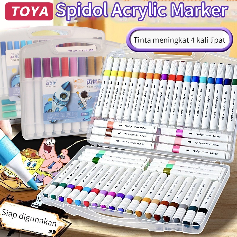 Jual TOYA Spidol Acrylic Marker 12/24/36/48/60/80 Warnas Paint Marker ...
