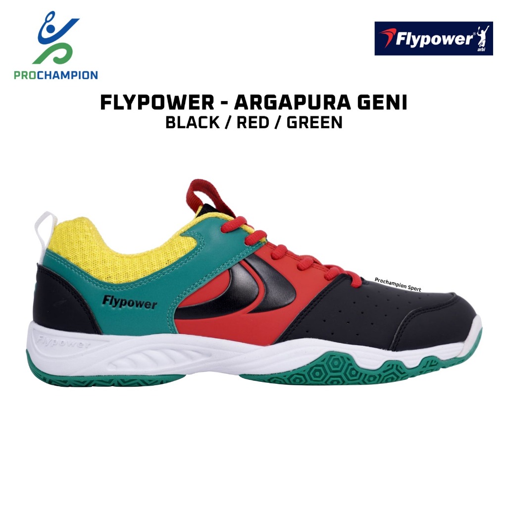 Jual New ! Sepatu Badminton Flypower ARGAPURA GENI Black Red Green ...