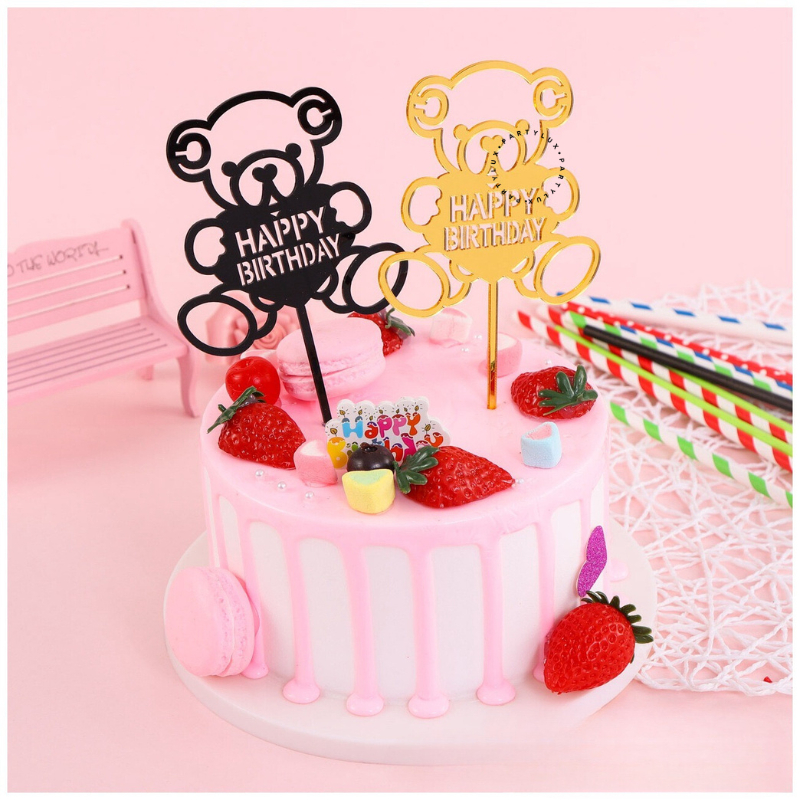 Jual Cake Topper Happy Birthday Acrylic Motif Bear 10 / Hiasan Kue ...