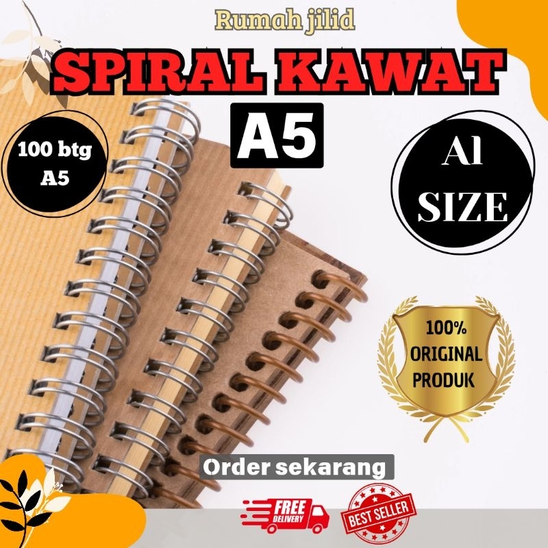 Jual SPIRAL KAWAT KAWAT SPIRAL A5 24 LOOPS SEMUA UKURAN ISI 100 BTG ...