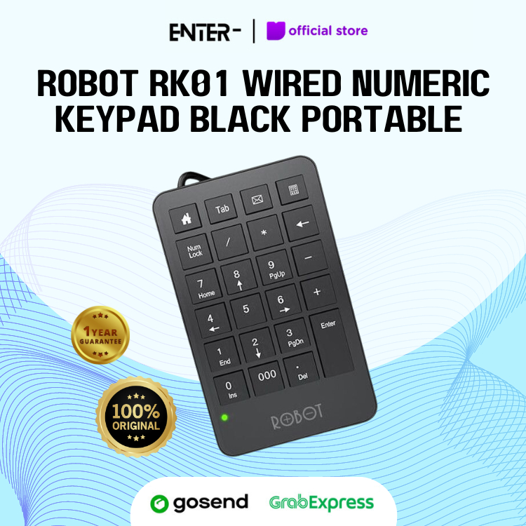 Jual ROBOT RK01 Wired Numeric Keypad Black Portable Original | Shopee ...