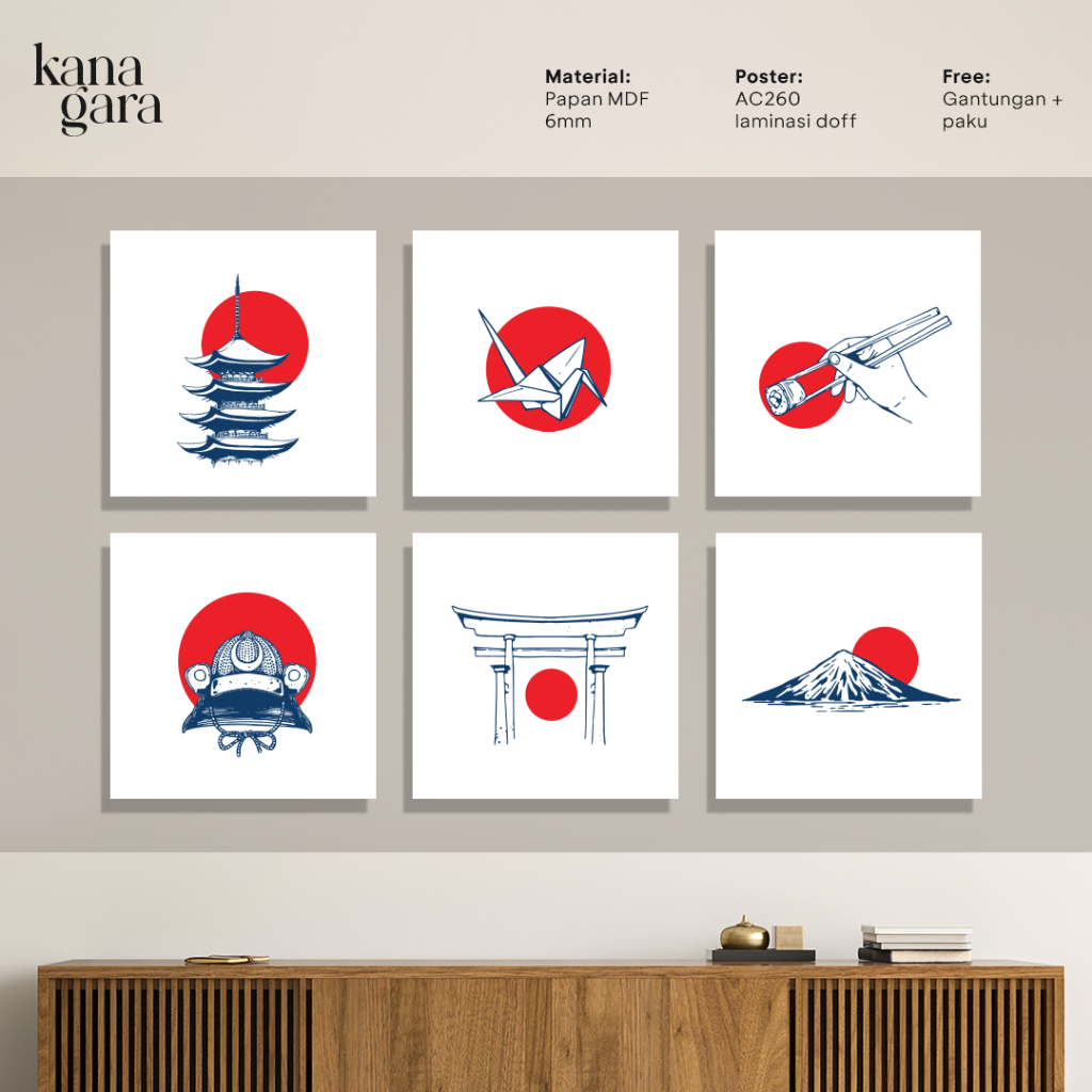 Jual KANAGARA - Hiasan Dinding Wall Decor Ukuran 20x20 CM / Poster Kayu ...