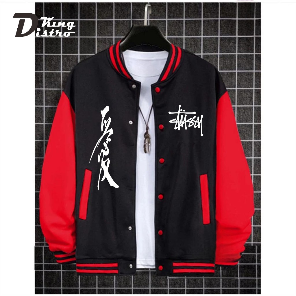 Jual [ COD ] Jaket Varsity Kancing Baseball Pria / Wanita Dewasa Motif ...
