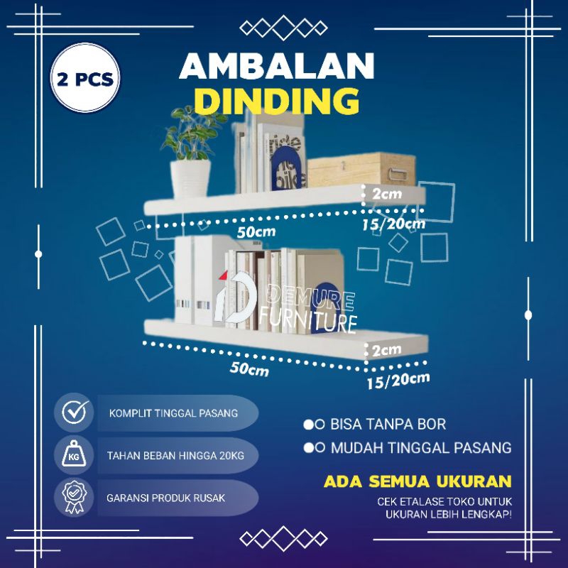 Jual Rak Ambalan Dinding Minimalis aesthetic Serbaguna Ukuran 50cm ...