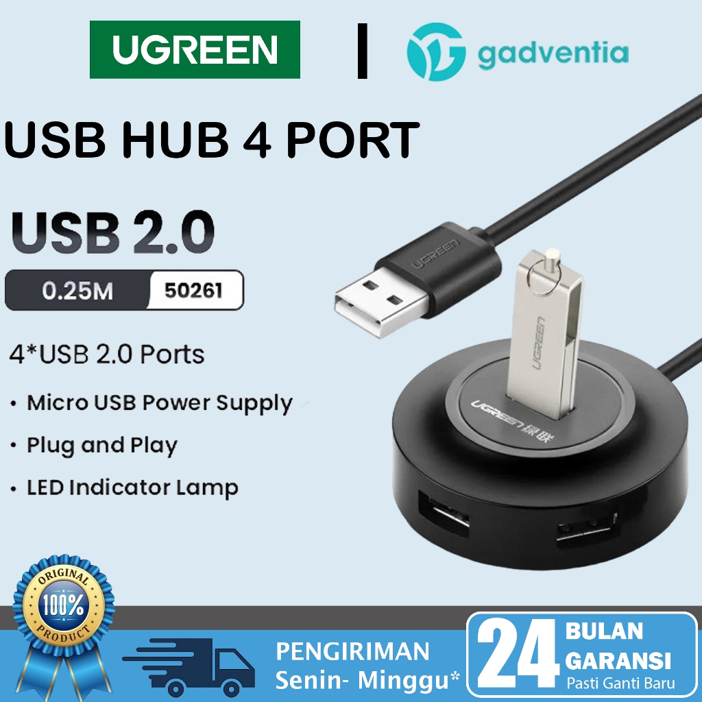 Jual UGREEN Adaptor Kepala USB Hub 4 Port USB 2.0 Data Transfer High ...