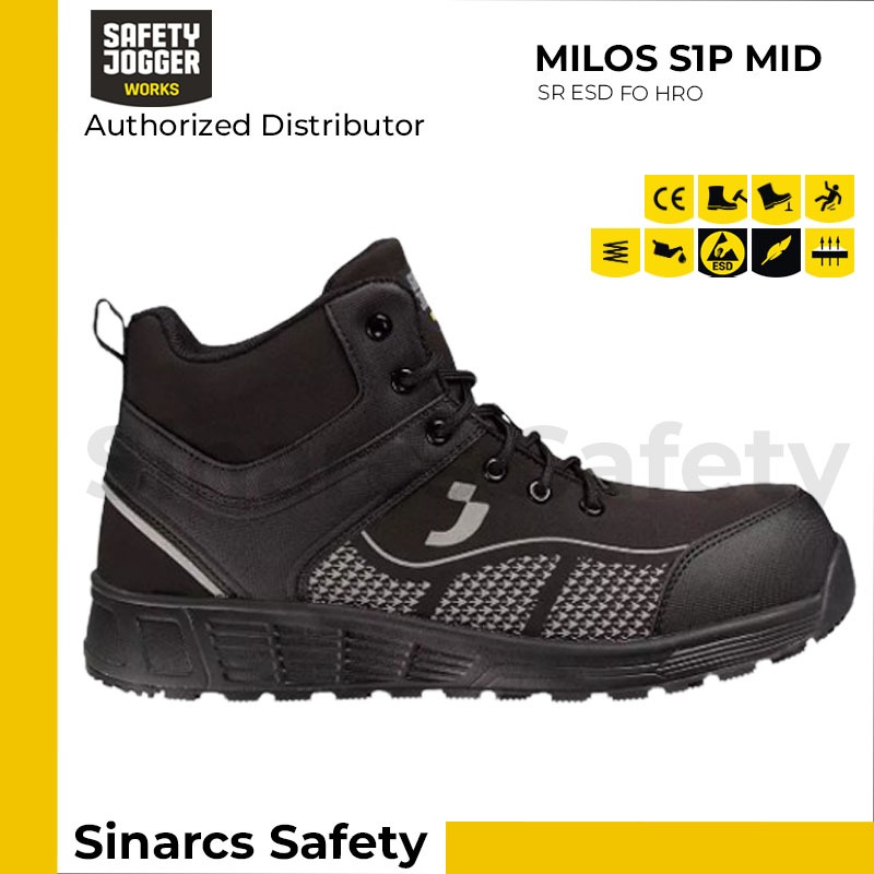 Jual Sepatu Safety Jogger MILOS S1P Mid - Black/ Hitam | Shopee Indonesia