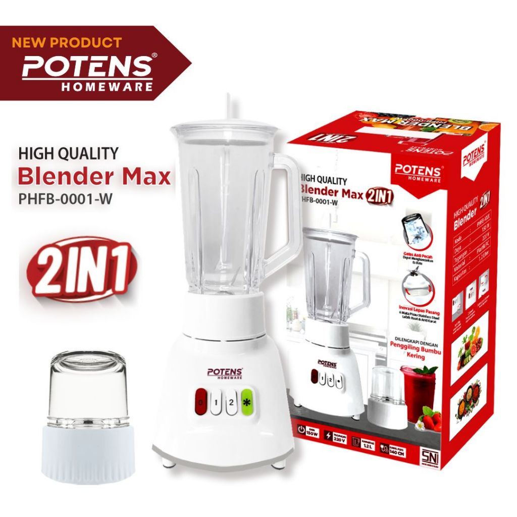 Jual Potens Blender 2 IN 1 Anti Pecah 1.2L | Shopee Indonesia