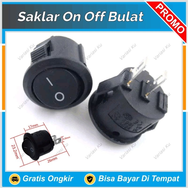 Jual SAKLAR BULAT ON OFF SWITCH TANAM ROCKER UNIVERSAL MOBIL MOTOR ALAT ...