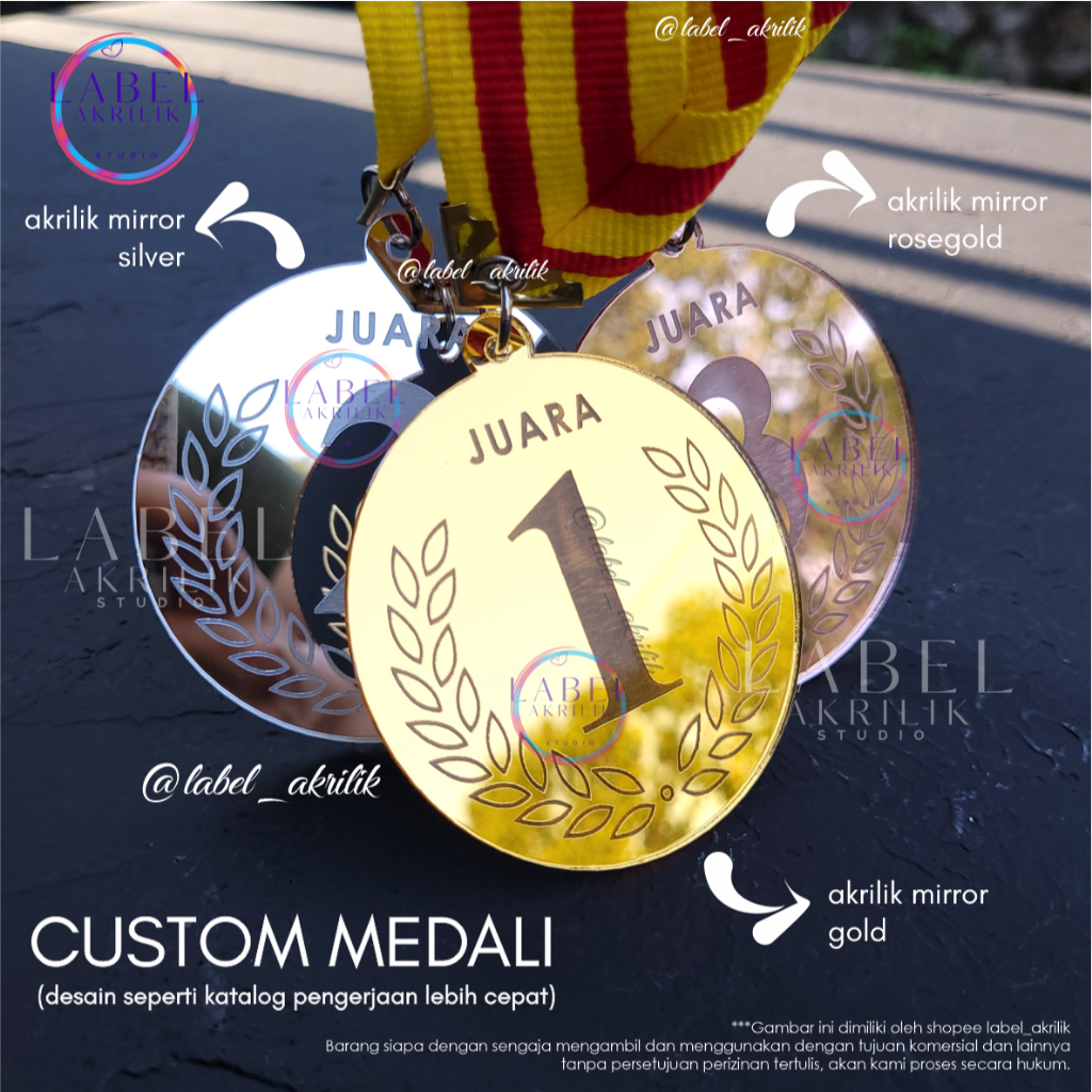 Jual Medali Custom Akrilik/ Medali Wisuda Graduation/ Medali Kejuaraan ...