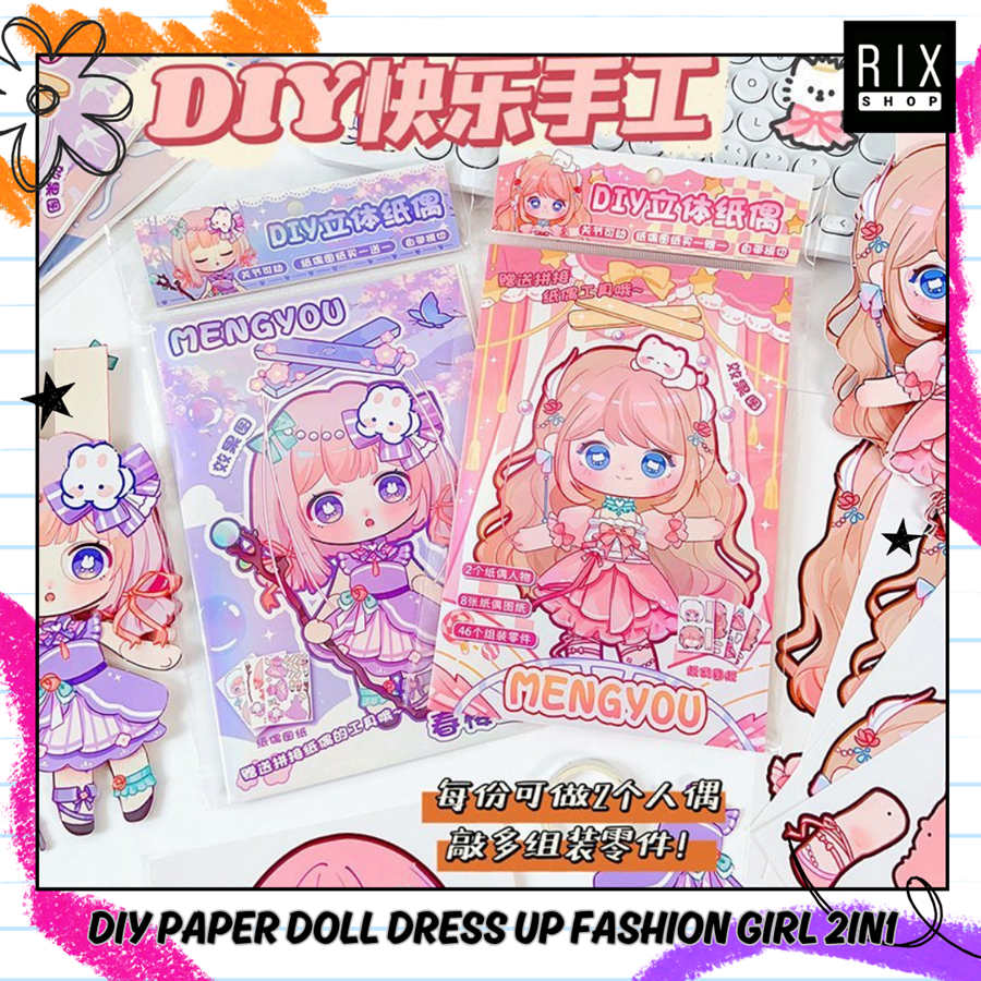Jual RIX Mainan Anak DIY Paper Doll Dress Up Fashion Girl 2in1 ( Mainan ...