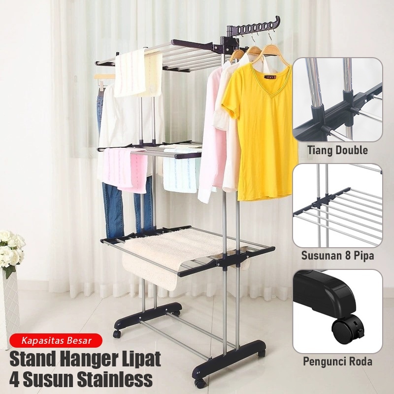 Jual Rak Jemuran Baju Lipat Pakaian Menara Stainless Steel Rak Jemuran ...