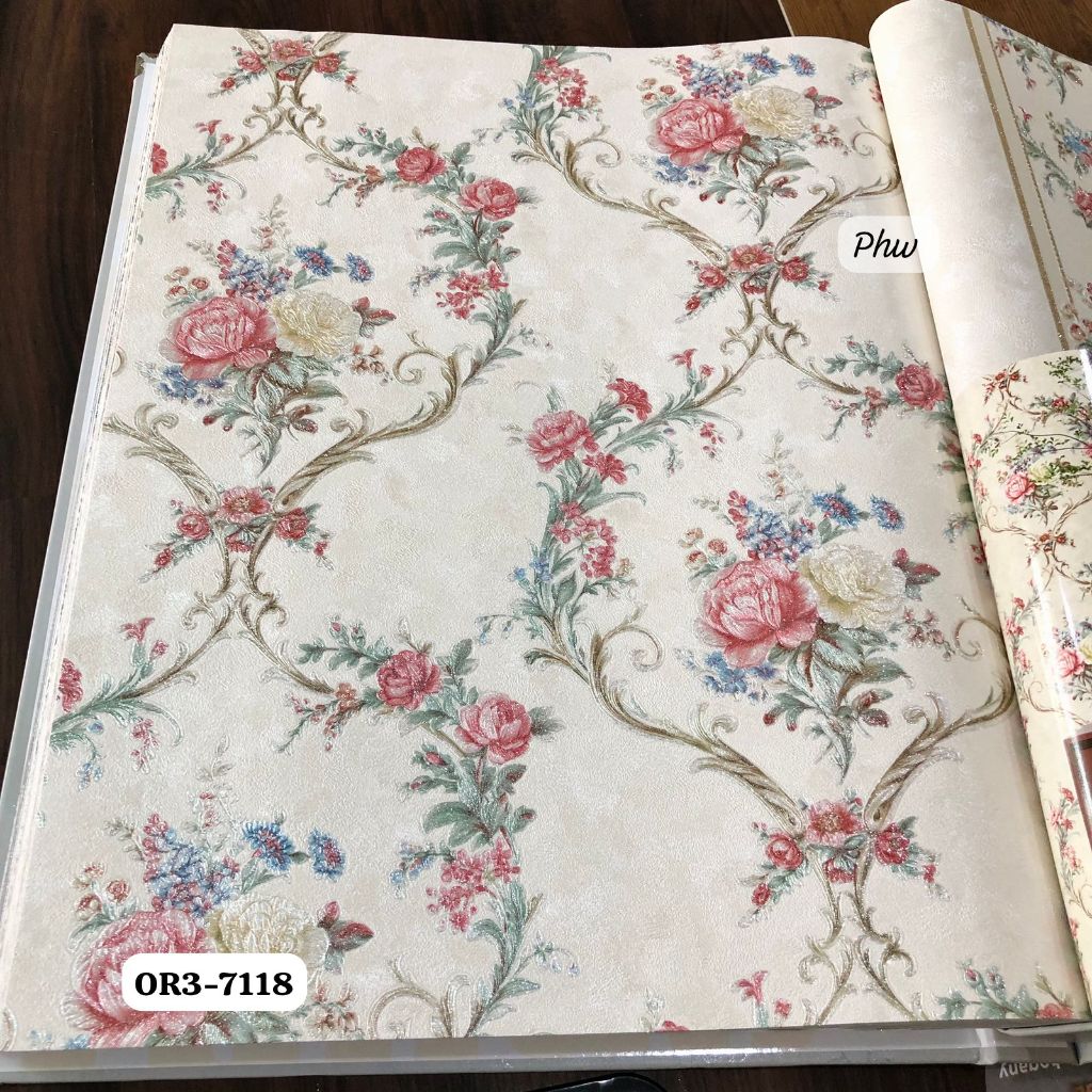 Jual Wallpaper Dinding Bunga Shabby Chic Klasik Bohemian Variasi Garis ...