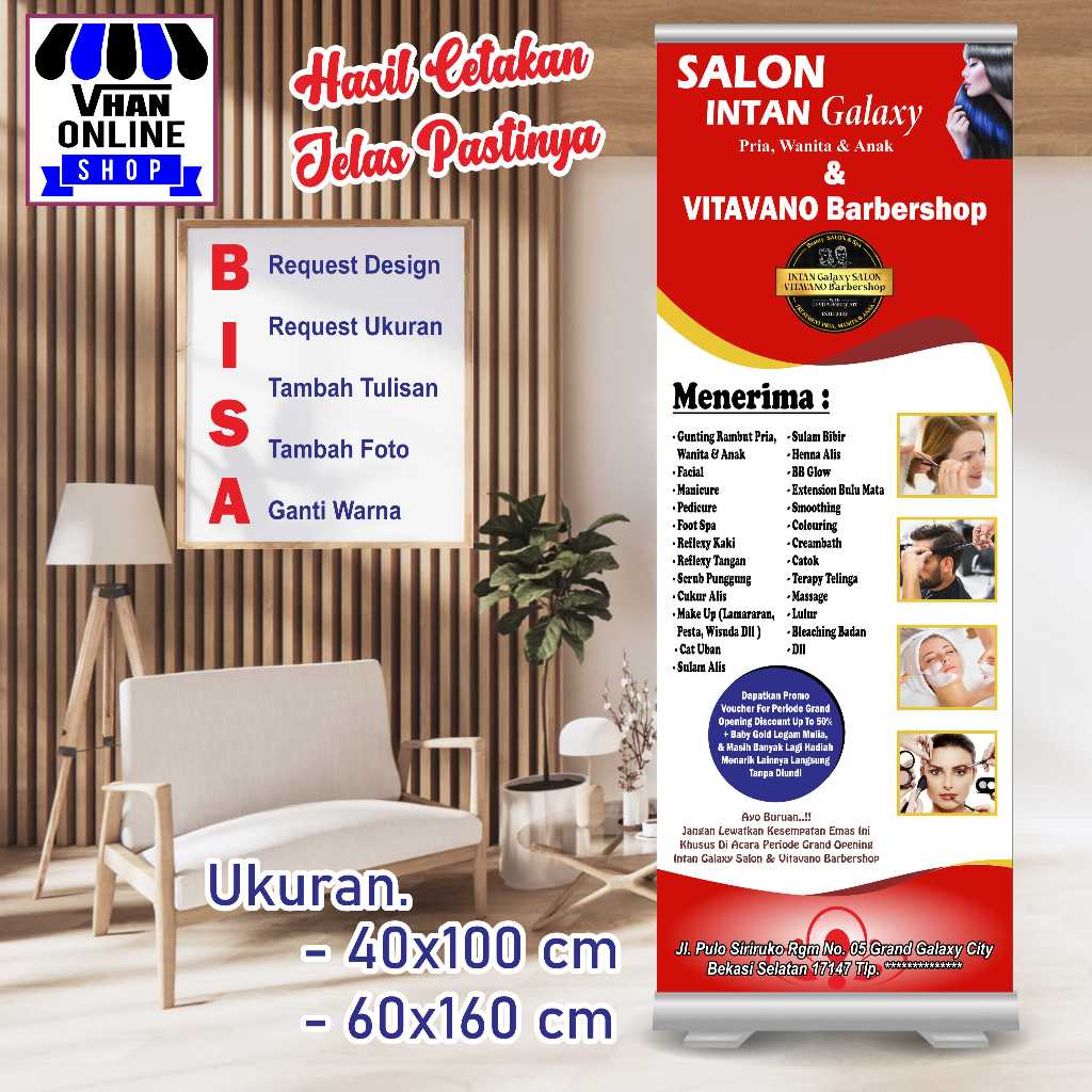Jual Cetak Spanduk Banner MMT Salon dan Barbershop Warna Merah | Shopee ...