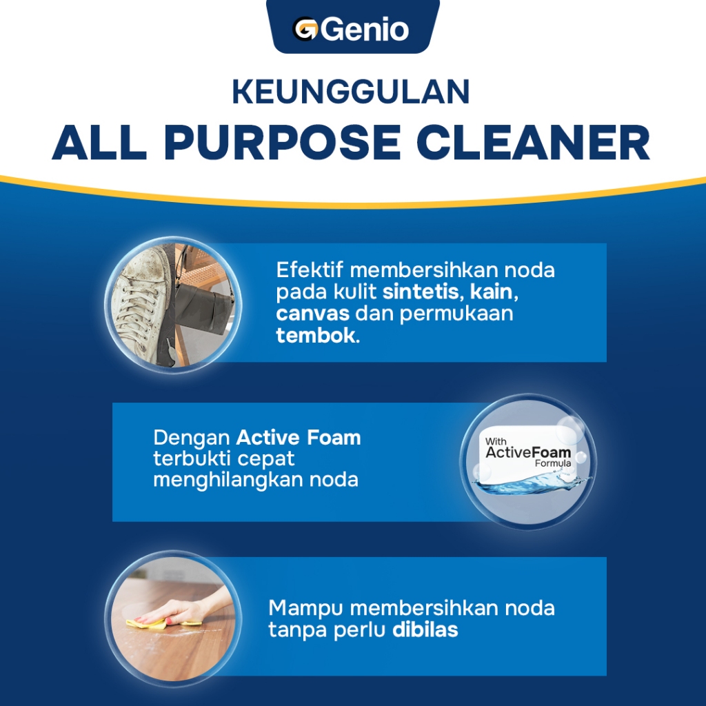 Jual GENIO All Purpose Cleaner - Foam Pembersih Instan Sepatu, Tas ...