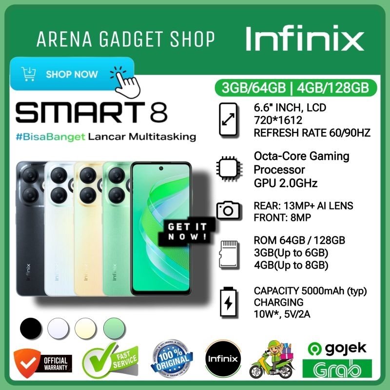 Jual Infinix Smart 8 Ram 4/128GB New Garansi Resmi Infinix 4+4/128GB ...