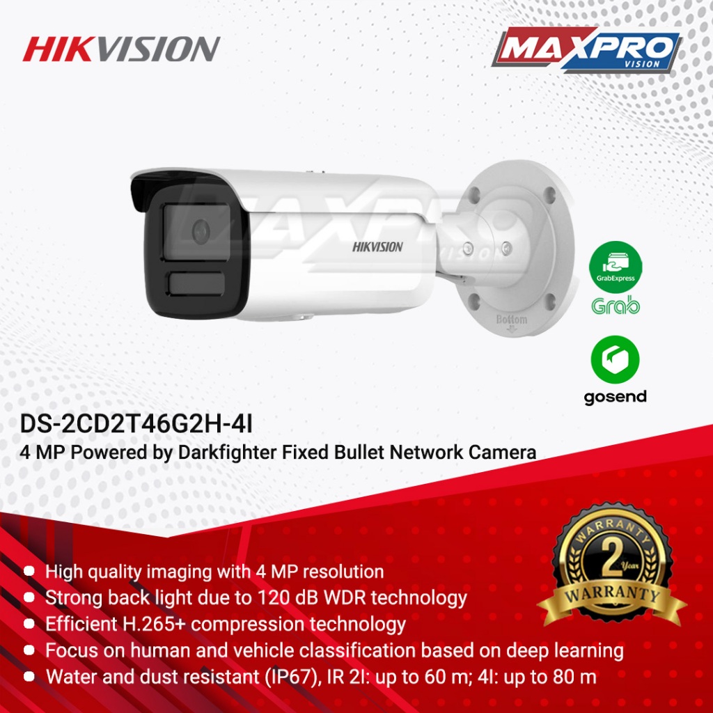 Jual DS-2CD2T46G2H-4I - HIKVISION IP 4MP DARKFIGHTER BULLET CAMERA | Shopee Indonesia